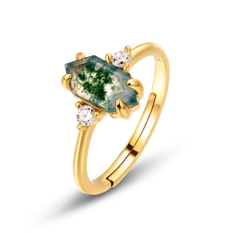 GREEN MOSS AGATE RING （925 STERLING SILVER) – STAY FANCY